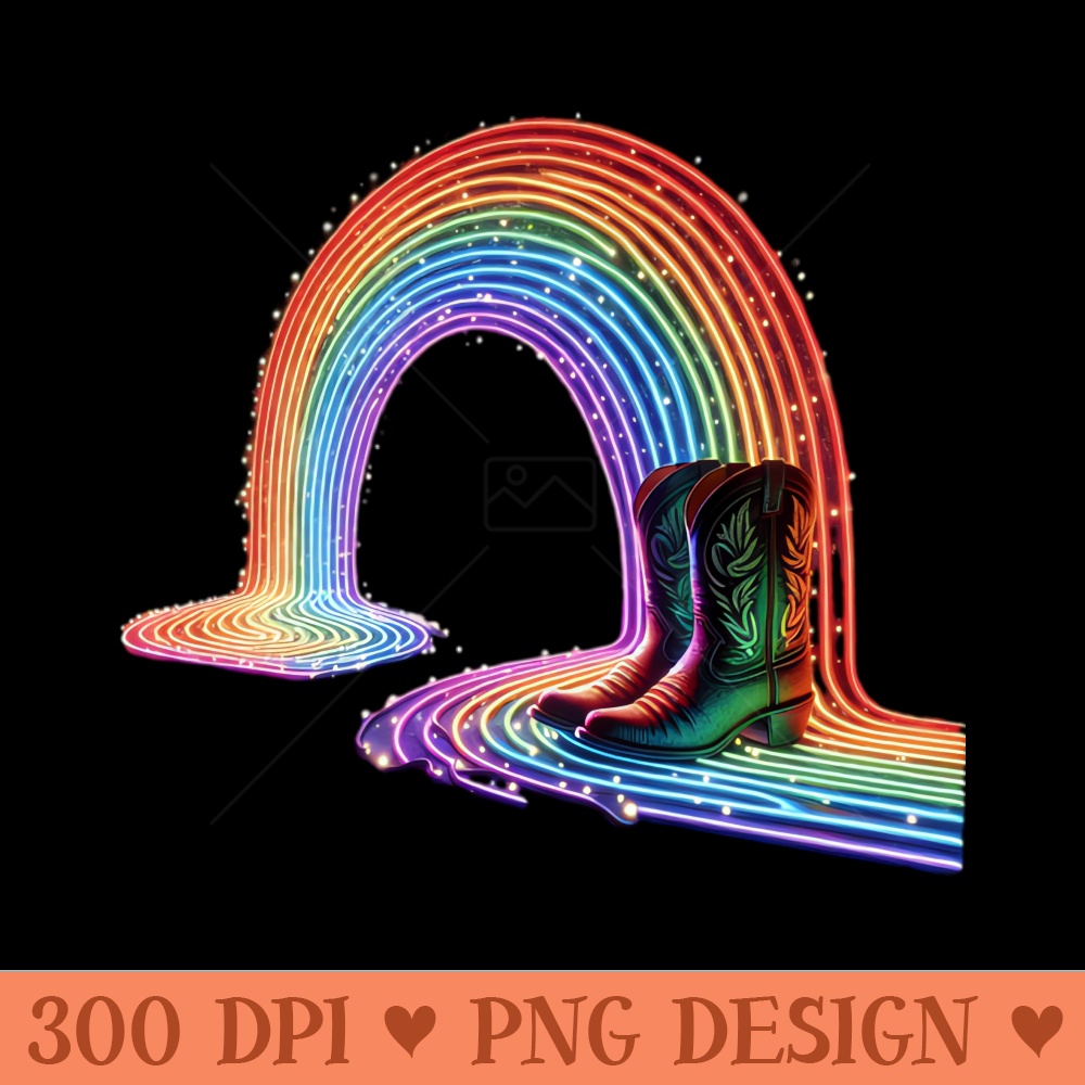 Neon Rainbow Cowboy Boots - High Resolution PNG Graphic | Inspire Uplift