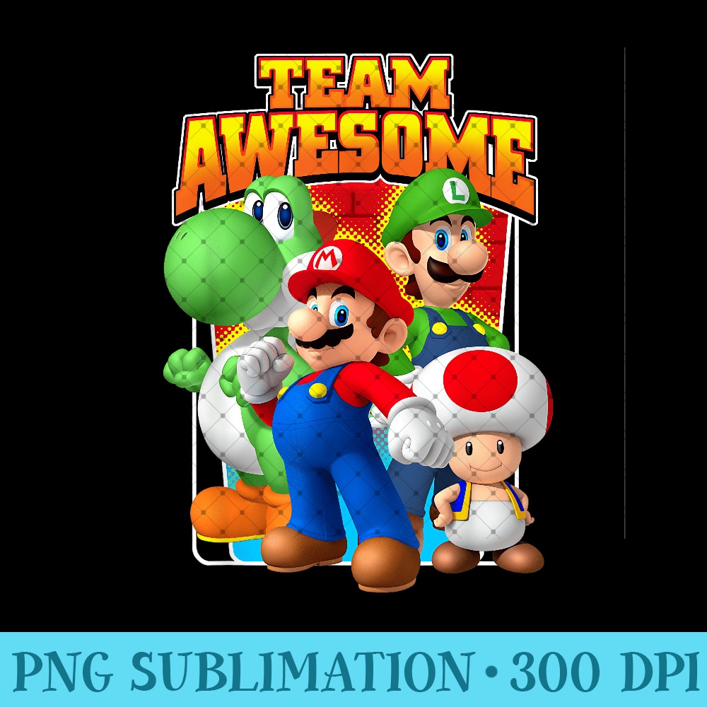 Super Mario Group Shot Team Awesome - Sublimation PNG Design | Inspire ...