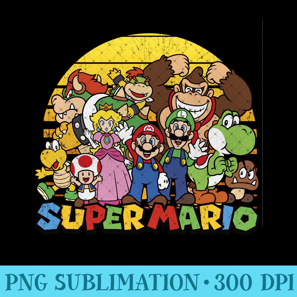 Nintendo Super Mario Group Portrait Vintage - Modern PNG des | Inspire ...