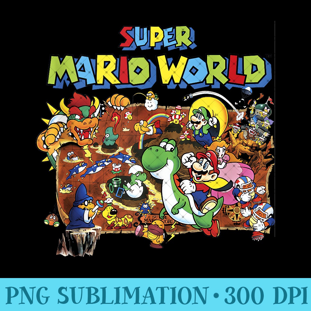 Super Mario World Retro Map - PNG Prints | Inspire Uplift