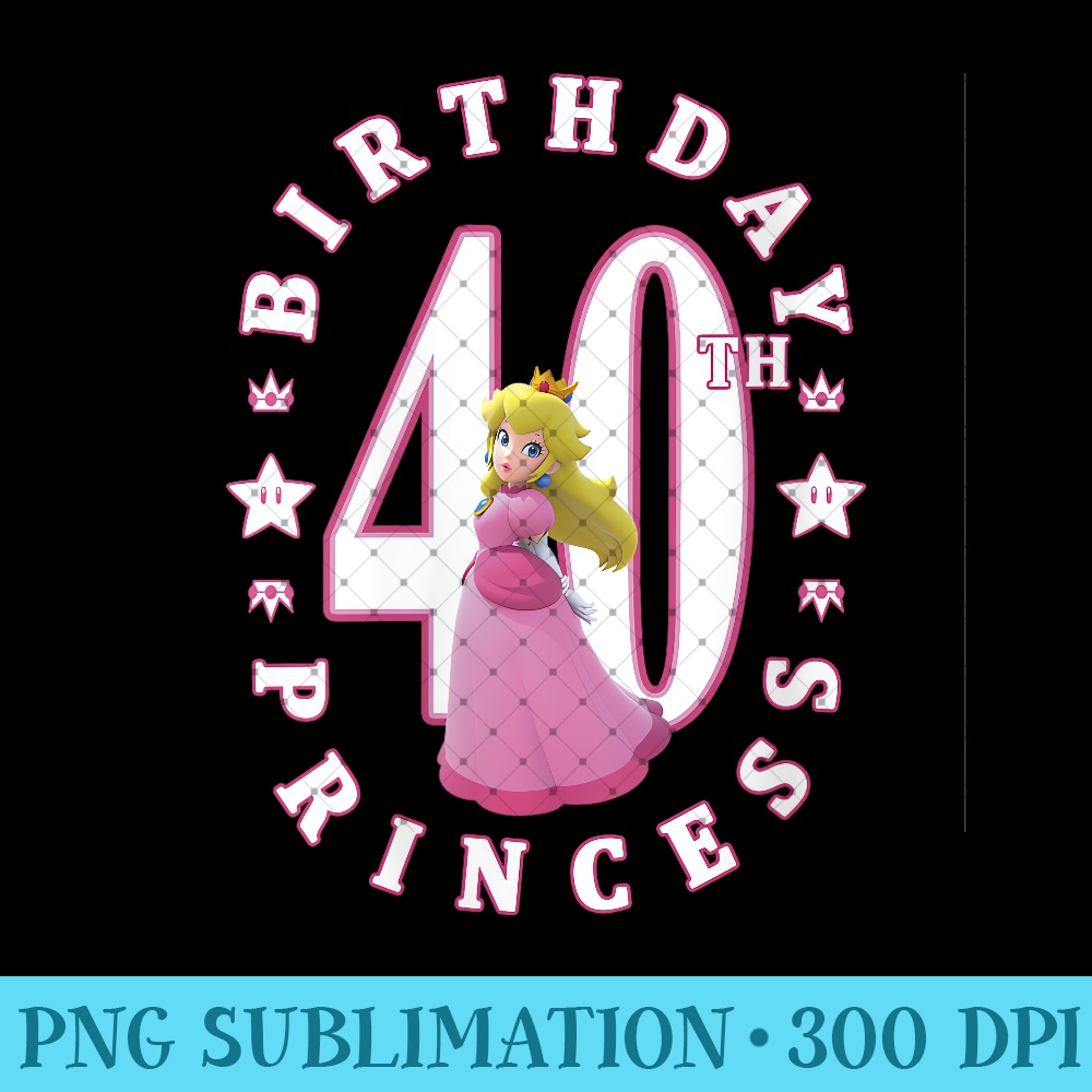 Womens Super Mario Princess Peach 40th Birthday Princess Por | Inspire ...