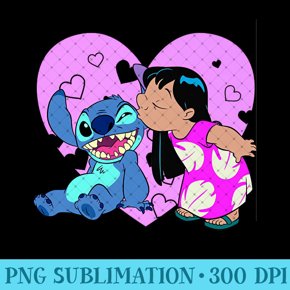 Disney Lilo & Stitch Valentine's Day Lilo Kiss Premium - PNG | Inspire ...