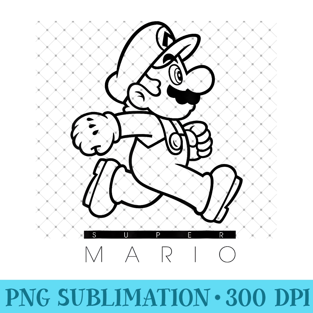 Nintendo Super Mario Walk Simple Line Art Graphic T- - PNG d | Inspire ...