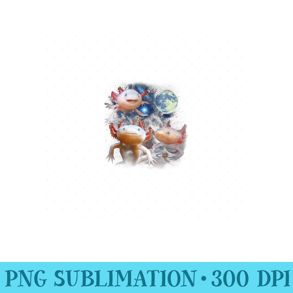 Three Axolotl Moon With 3 Axolotls Howling At The Moons - Re | Inspire ...