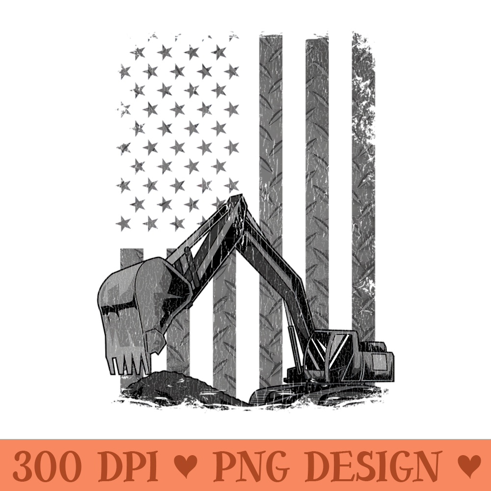 Patriotic Construction Worker Excavator Operator Digger Cool | Inspire ...
