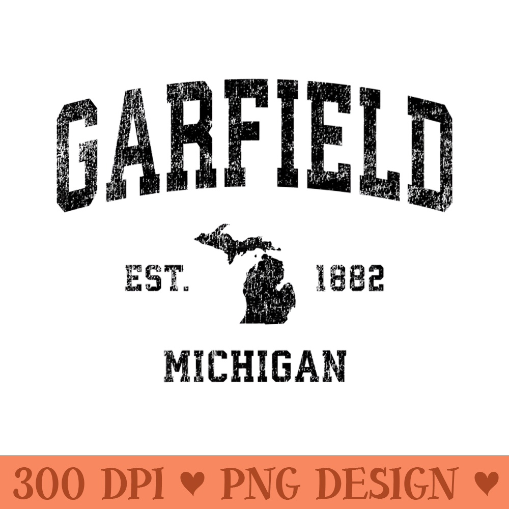 Mens Garfield Michigan MI Vintage Sports Design Black Print | Inspire ...