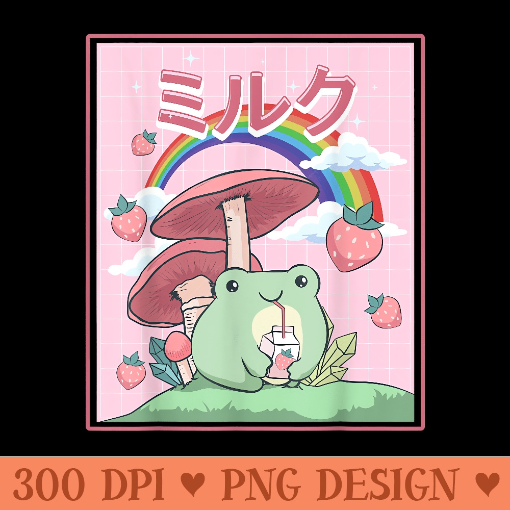 Cottagecore Aesthetic Kawaii Frog Drinking Japanese Milk - E | Inspire ...