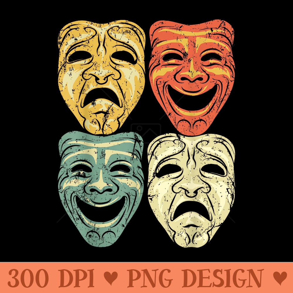 Cool Vintage Color Theatre Mask Funny Drama Performer - Vect | Inspire ...