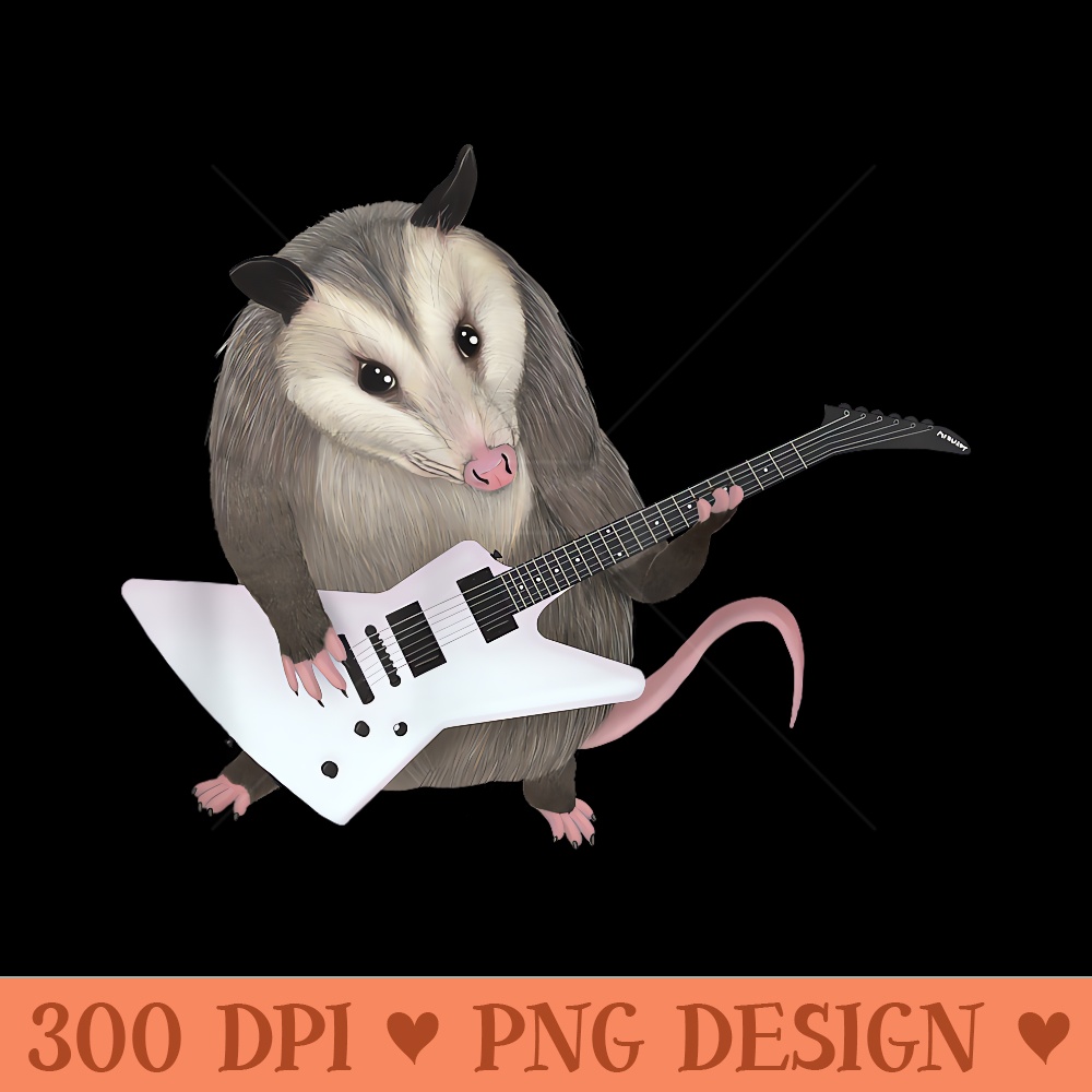 Opossum playing the electric guitar possum - Printable PNG G - Inspire ...