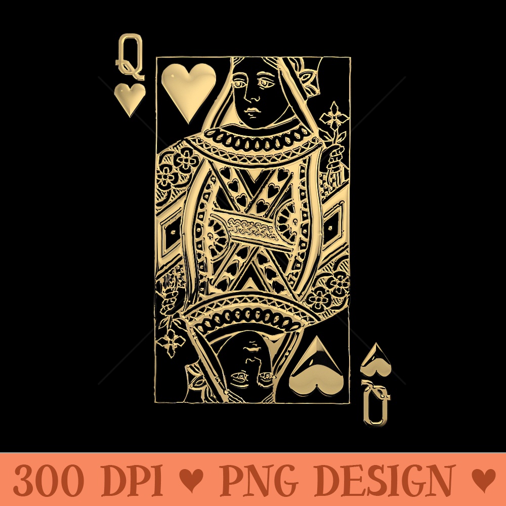 Playing Cards Royal Flush Queen of Hearts in Gold - High Qua | Inspire ...