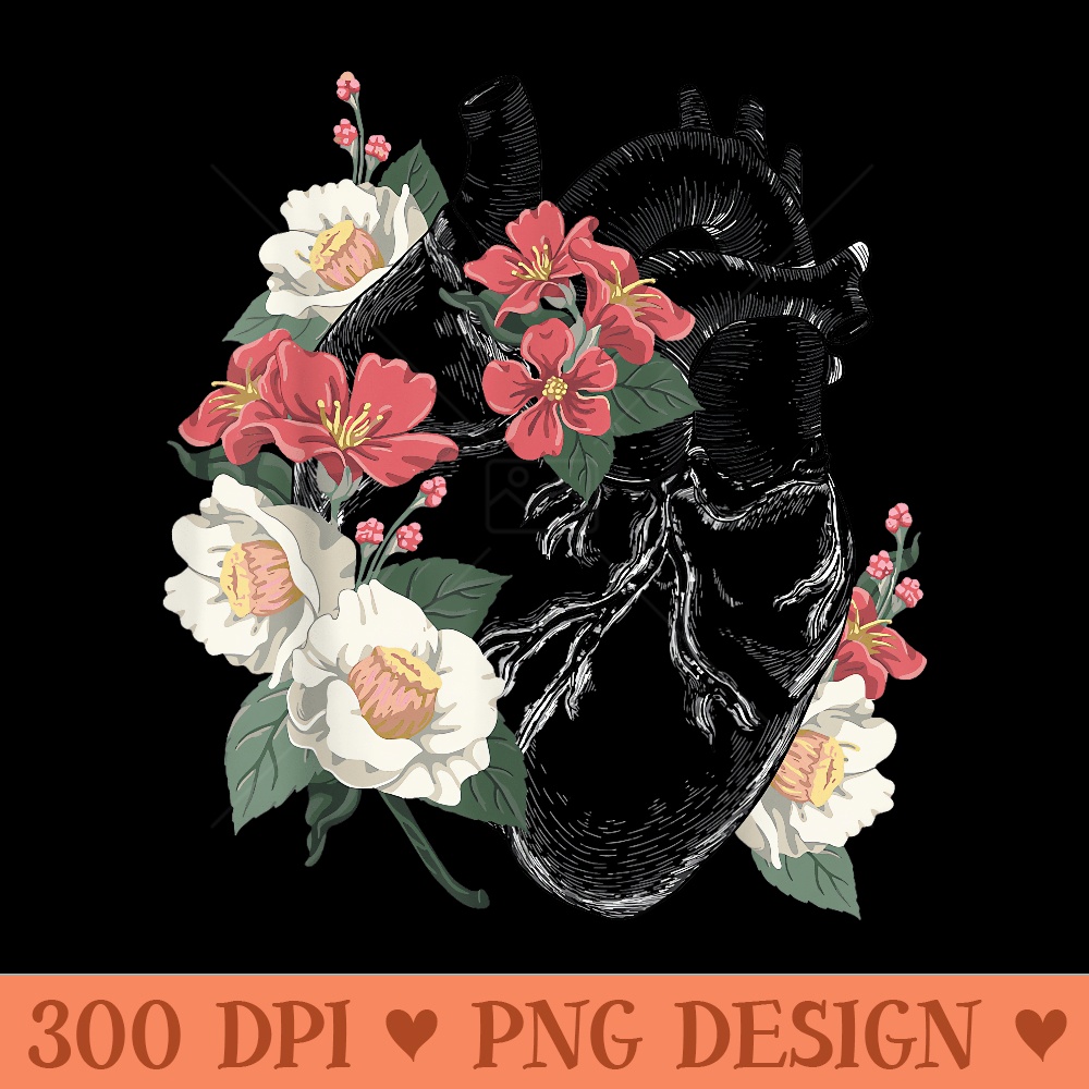 Anatomical Heart and Flowers Anatomy Heart Cute Cardiologist | Inspire ...