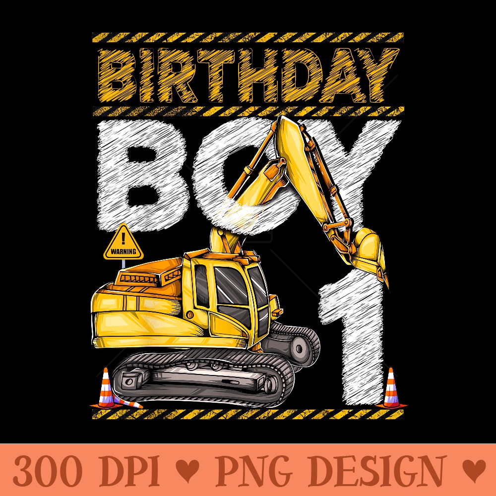 Birthday 1 Construction 1st Birthday Excavator Birthday - Un | Inspire ...