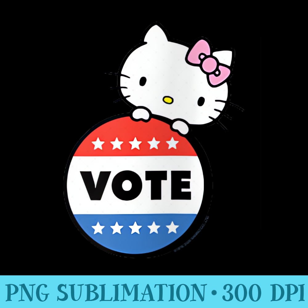 Womens Hello Kitty Vote Button - Unique PNG Artwork | Inspire Uplift