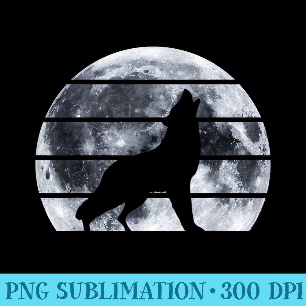 Retro Howling Wolf Wild Dog Full Moon Wolfdog Men - Sublimat | Inspire ...