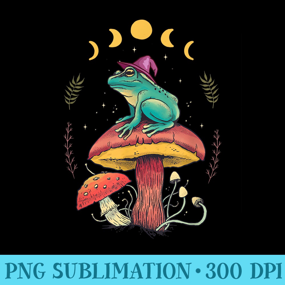 Cottagecore Aesthetic Goblincore Frog Wizard on Mushroom - D | Inspire ...