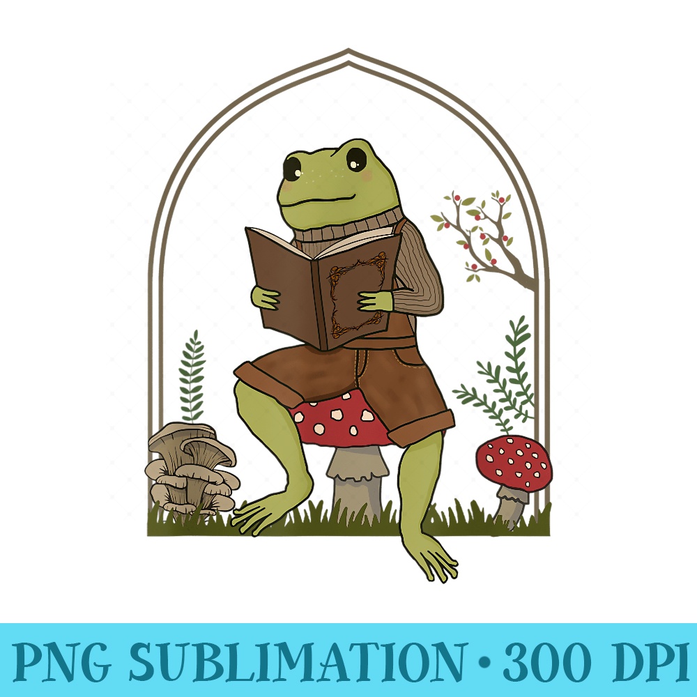 Goblincore Aesthetic Dark Academia Frog Book Mushroom Cute - | Inspire ...