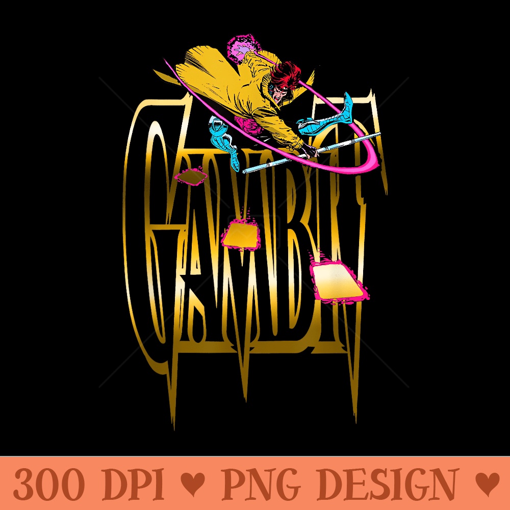 Marvel XMen Gambit Throwing Cards Epic Retro Logo - PNG desi | Inspire ...