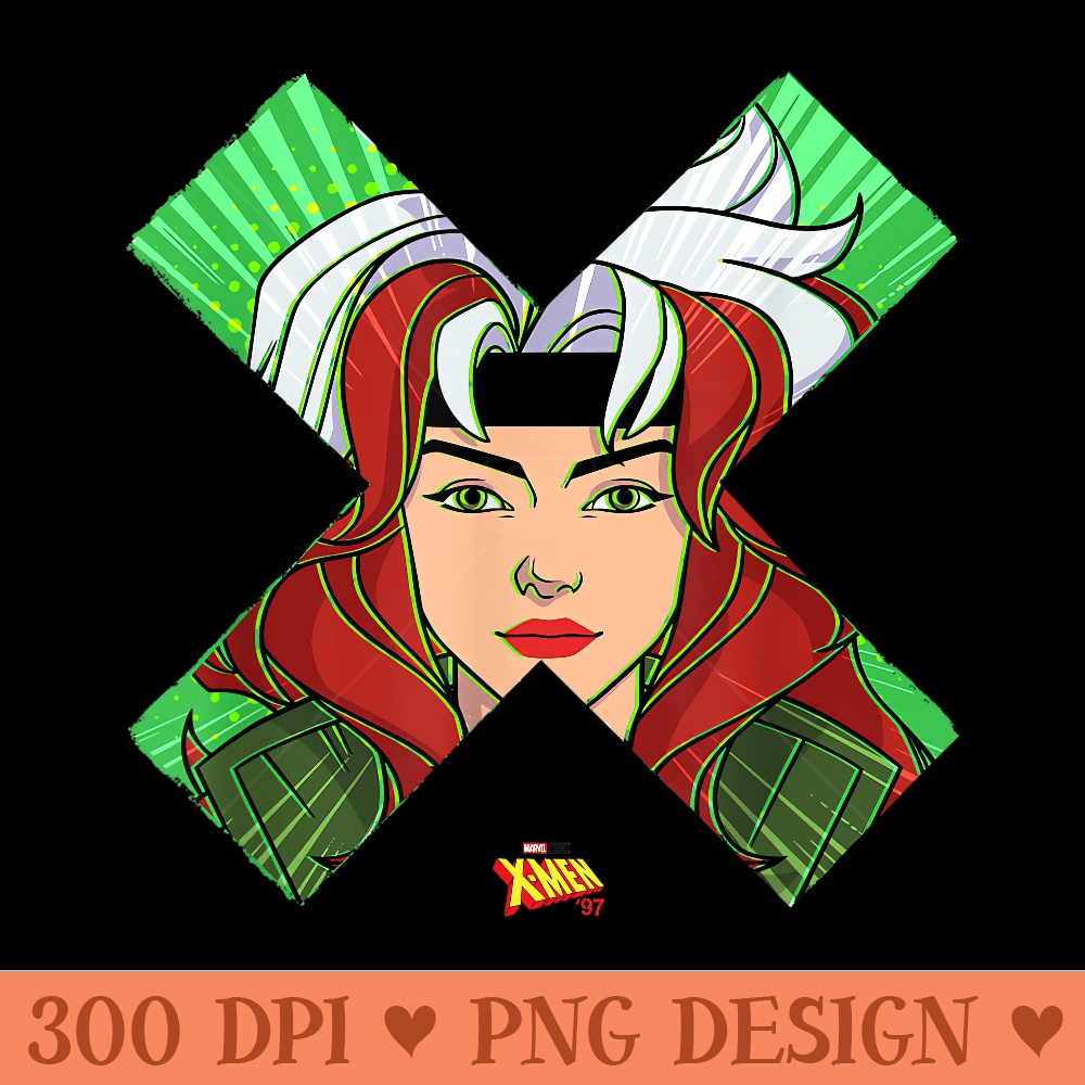 Marvel XMen 97 Rogue Face Closeup Retro X Logo - High Resolu | Inspire ...
