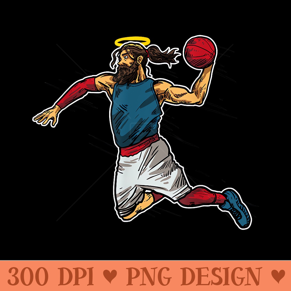 Funny Jesus Dunking Basketball Basketball Player - Vector PN | Inspire ...
