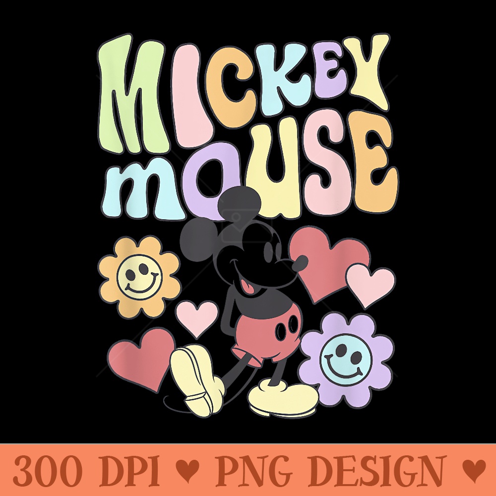 Disney Mickey And Friends Groovy 70s Retro Floral Text Icon | Inspire ...