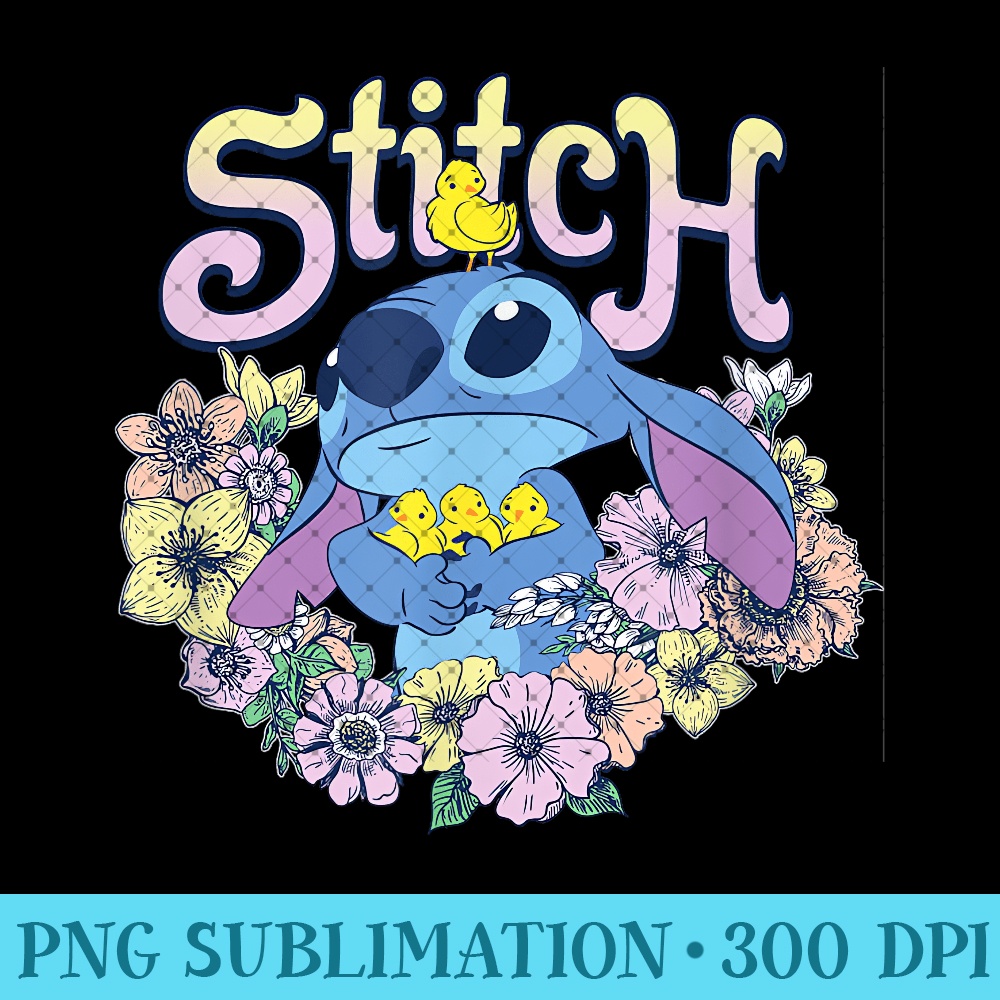Lilo & Stitch Floral Spring Stitch Poster - Digital PNG Down | Inspire ...