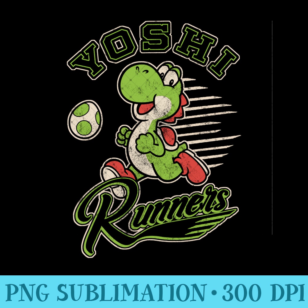 Super Mario Yoshi Runners Vintage Poster - High Quality PNG | Inspire ...
