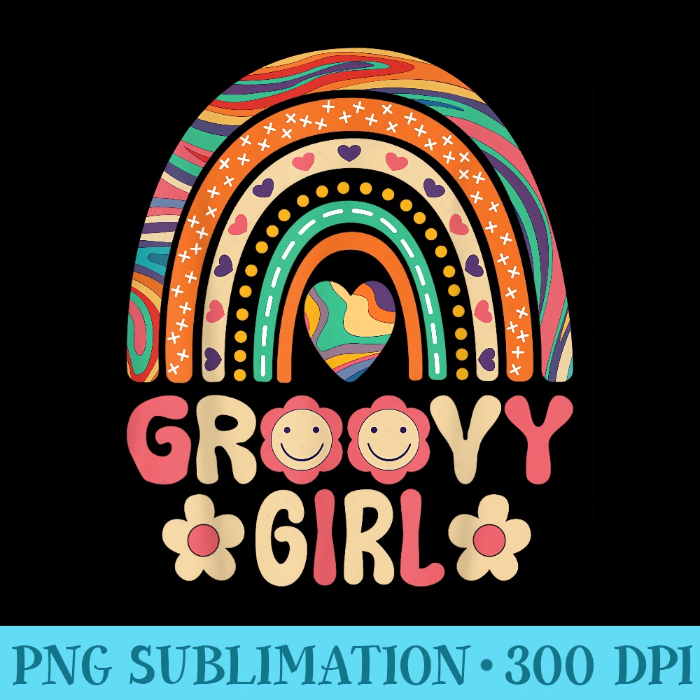 Groovy Girl 60s Theme Cute 70s Outfit Rainbow Hippie - Exclu | Inspire Uplift