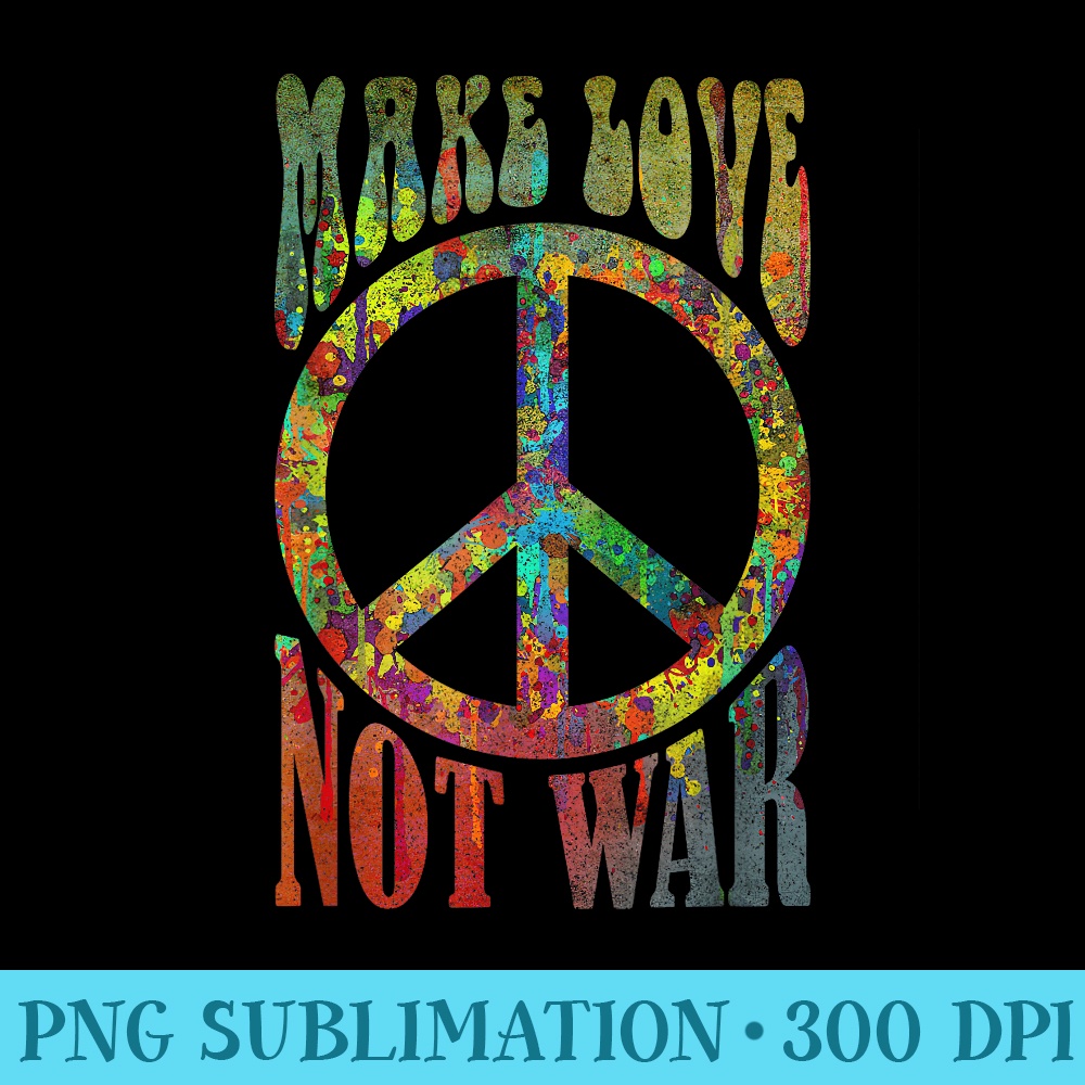60s 70s Retro Flower Power Make Love Not War - PNG Clipart | Inspire Uplift