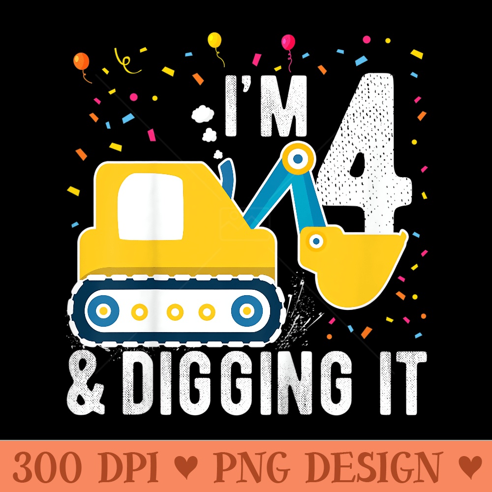 4th Birthday 4 Year Old Construction Truck Excavator - Subli | Inspire ...