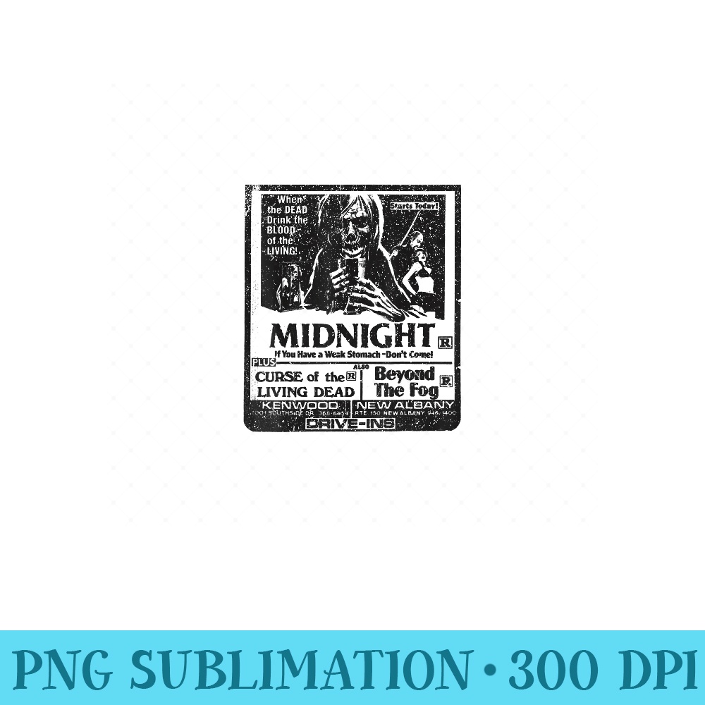 Vintage Midnight Drive In 80s Horror Movies Flyer - PNG desi | Inspire ...