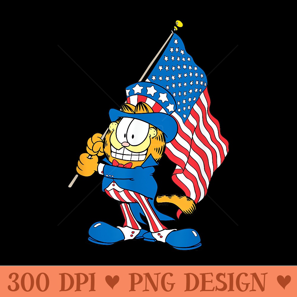 Garfield Holding USA Flag - Ready To Print PNG Designs | Inspire Uplift