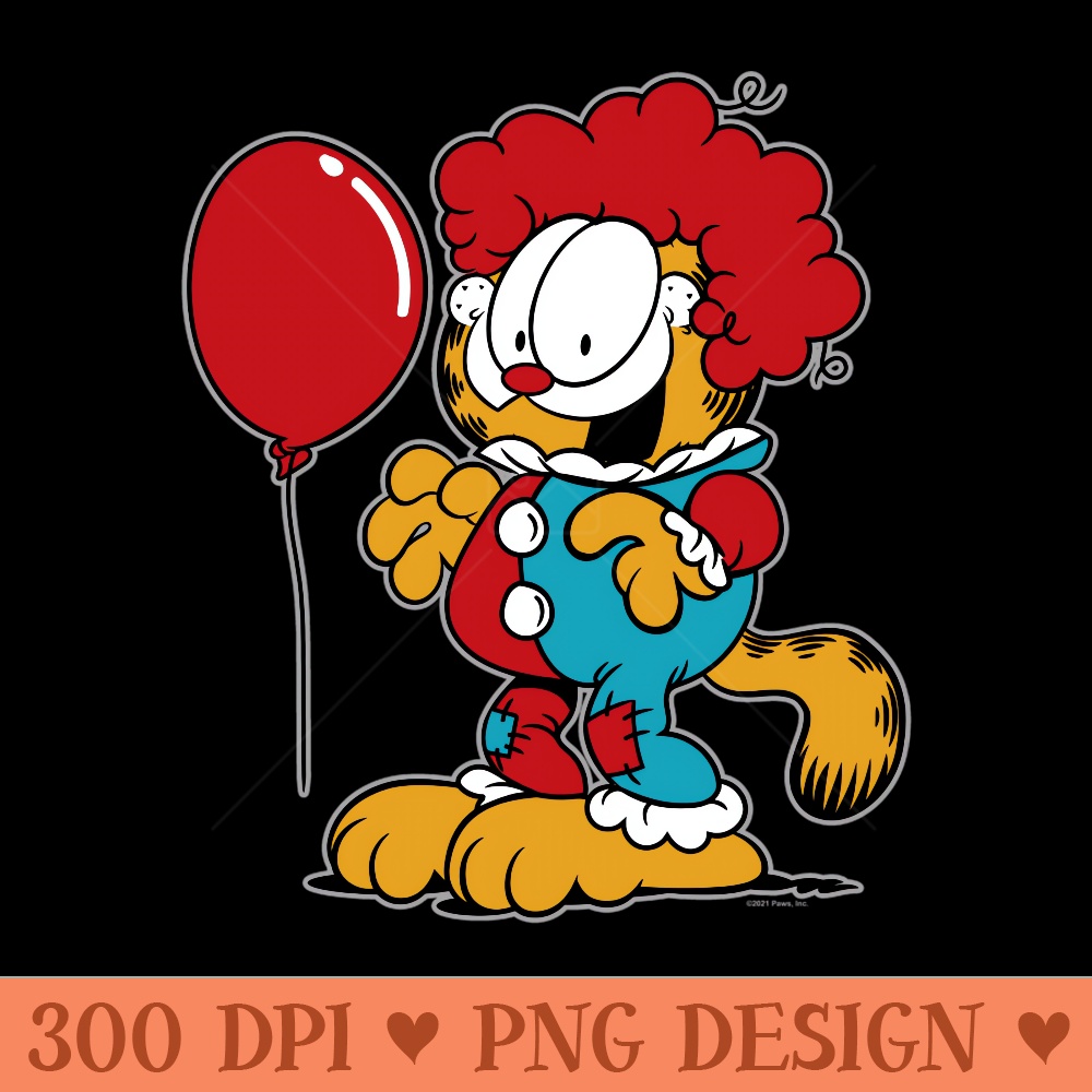 Garfield Halloween Clown Red Balloon Garfield - Unique PNG A | Inspire ...
