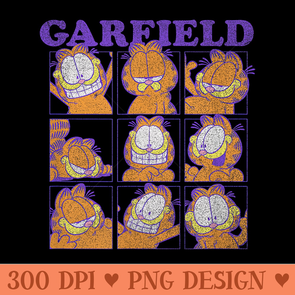 Garfield Many Faces Grid - Printable PNG Images | Inspire Uplift
