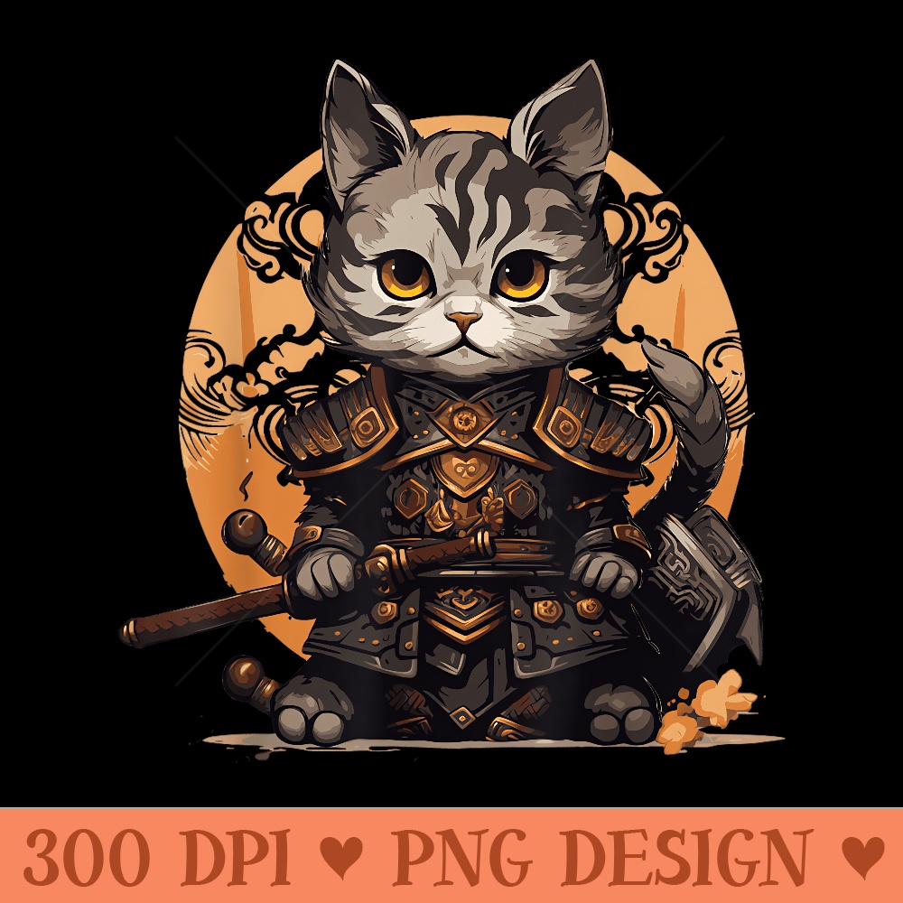 Japanese Samurai Cat Kawaii Cool Anime Ninja Cat Warrior - M | Inspire ...