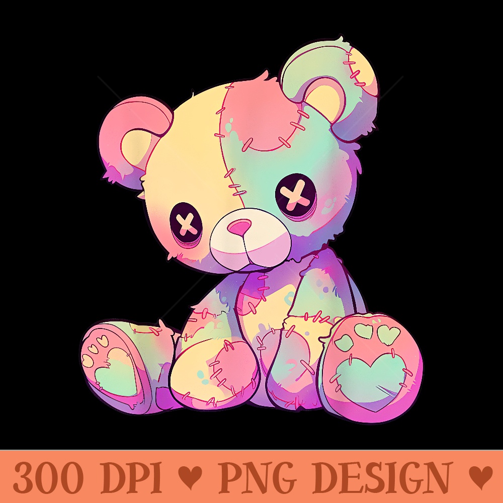 Kawaii Pastel Goth Creepy Cute Witchy Patchwork Teddy Bear - | Inspire ...