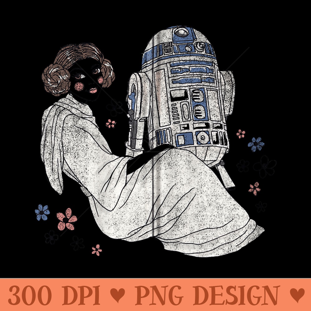 Star Wars Princess Leia And R2D2 Doodle - Digital PNG Downlo | Inspire ...