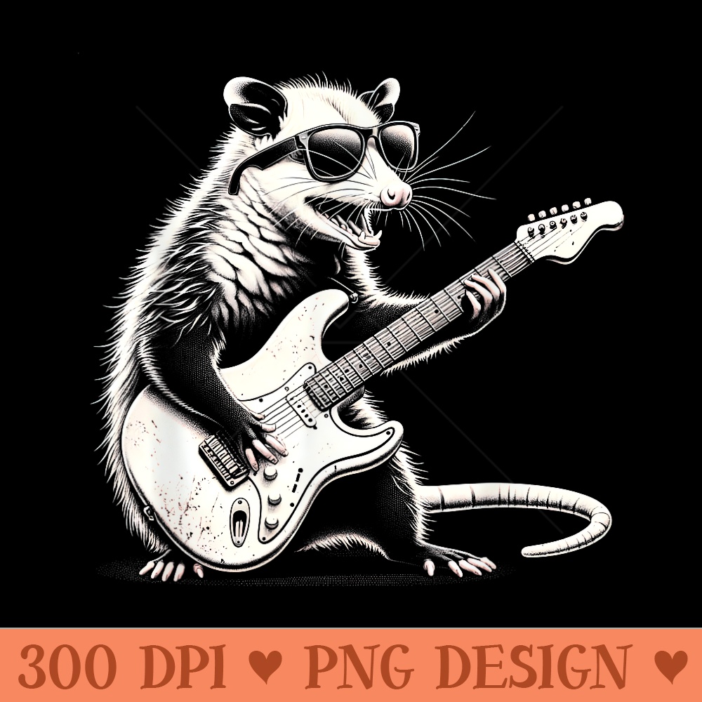 Funny Opossum Playing Guitar Possum Guitarist Rock And Roll | Inspire ...