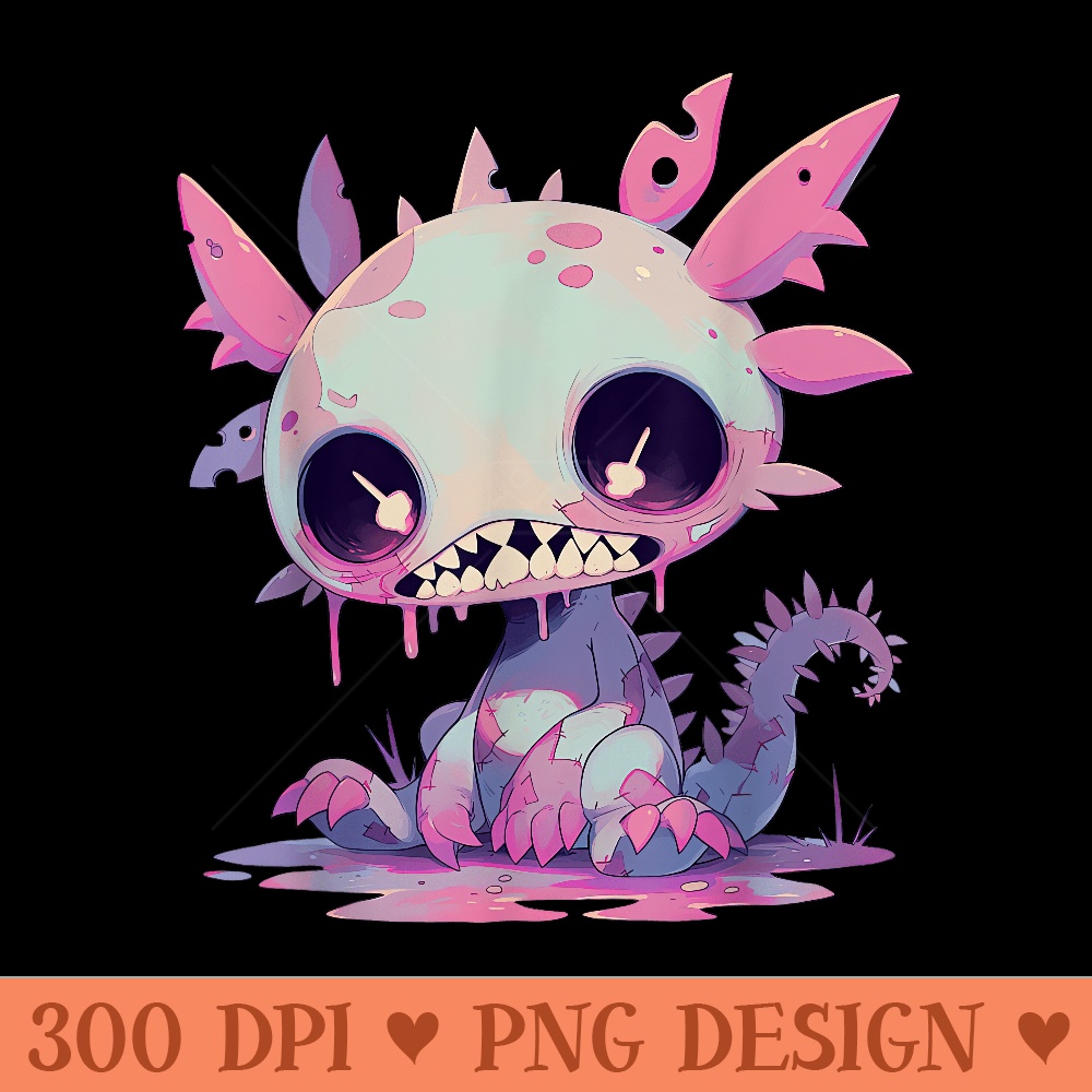 Kawaii Pastel Goth Creepy Cute Zombie Axolotl - PNG Clipart | Inspire ...