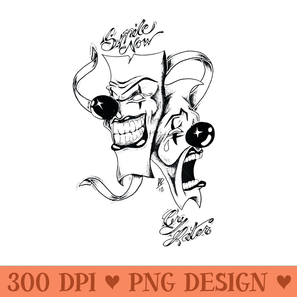 Drama Masks Smile Now Cry Later - Printable PNG Graphics | Inspire Uplift