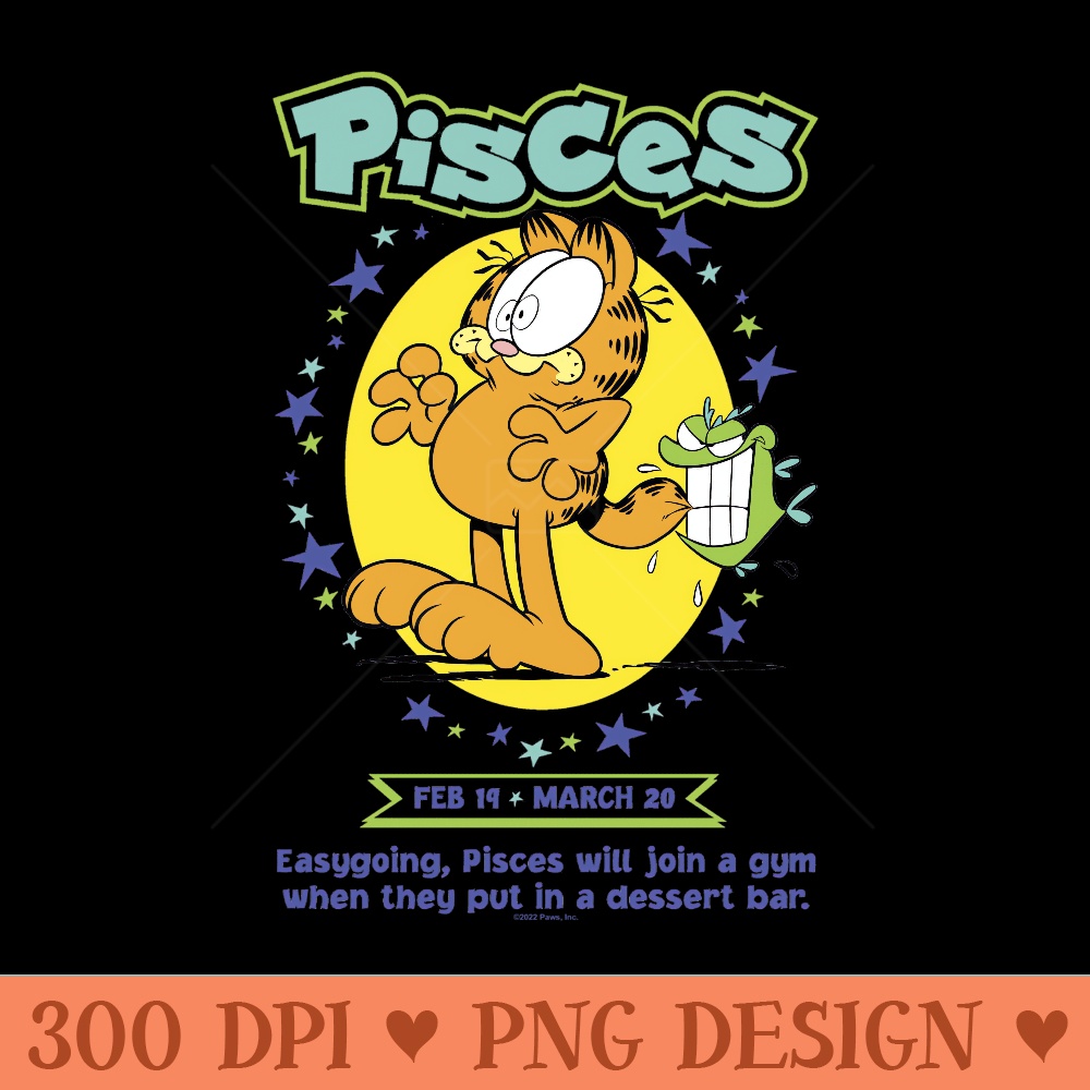 Garfield Pisces Zodiac Sign Horoscope Humor - Exclusive PNG | Inspire ...