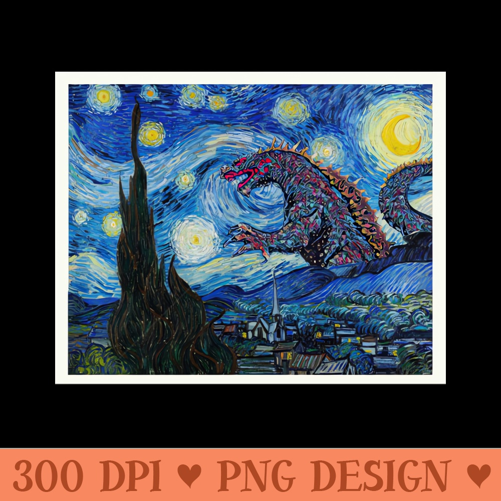Godzilla in a Starry Night Van Gogh Masterpiece - PNG downlo | Inspire ...
