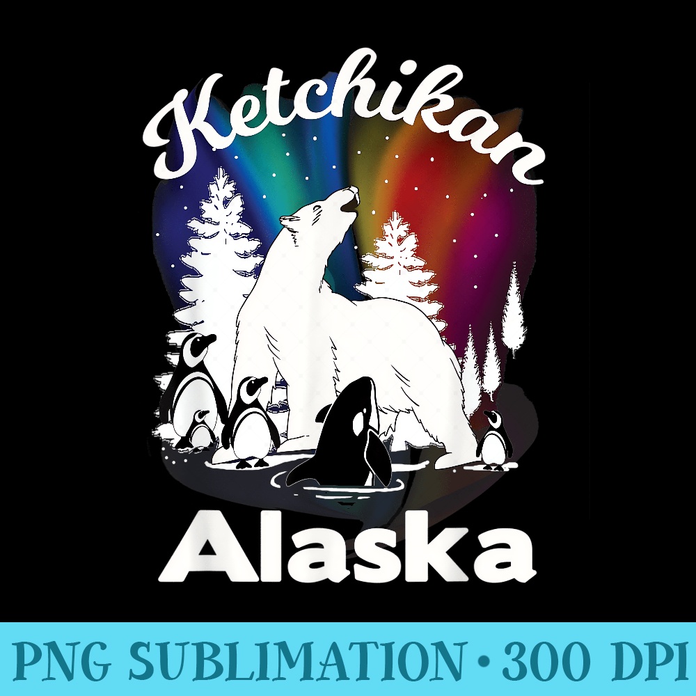 Ketchikan Alaska Aurora Borealis Bear Orca Souvenir - High Q | Inspire ...