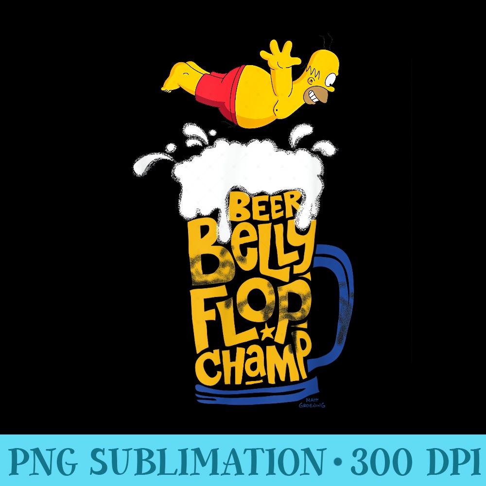 The Simpsons Homer Beer Belly Flop Champ - Modern PNG design | Inspire ...