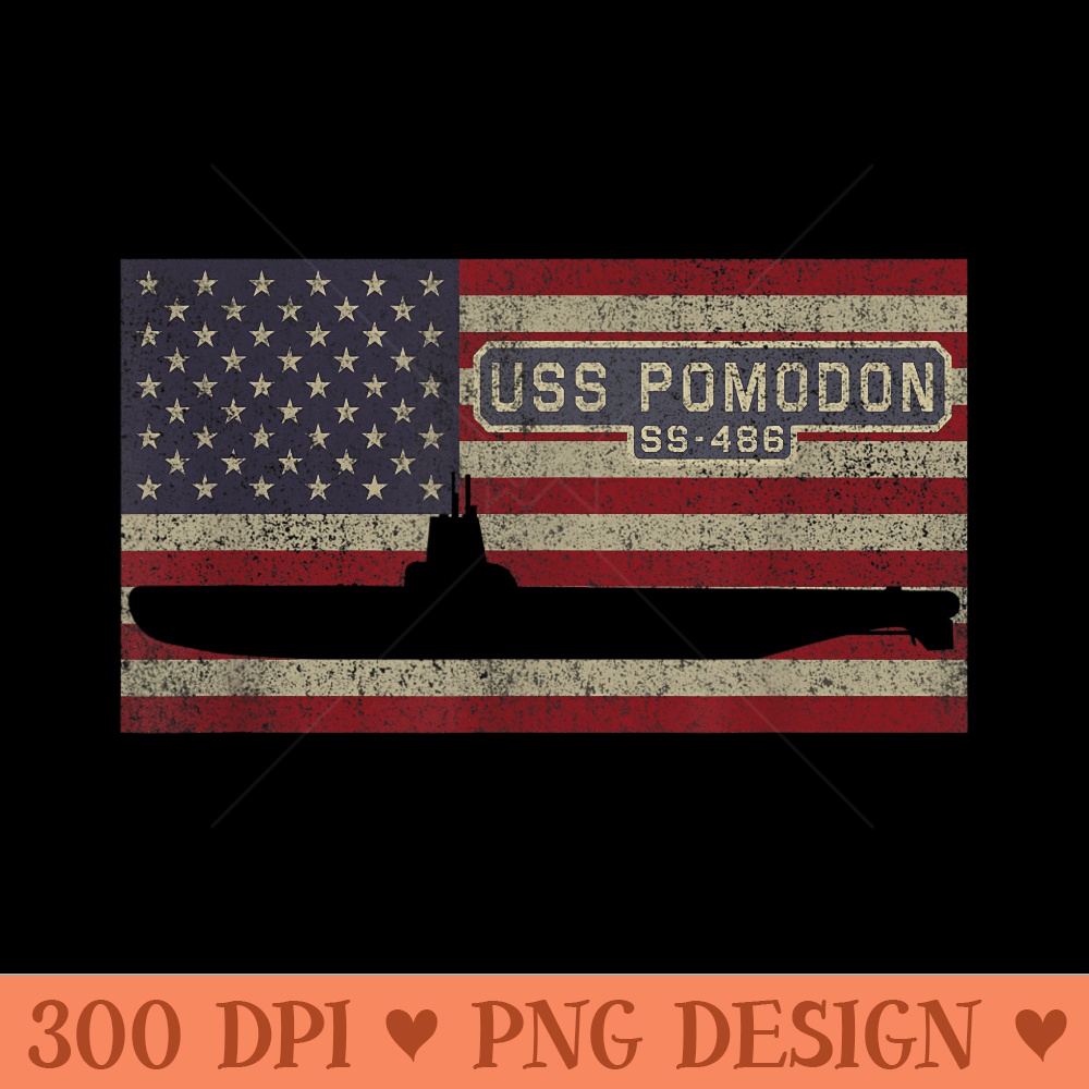 USS Pomodon SS486 Submarine USA American Flag - PNG graphics | Inspire ...