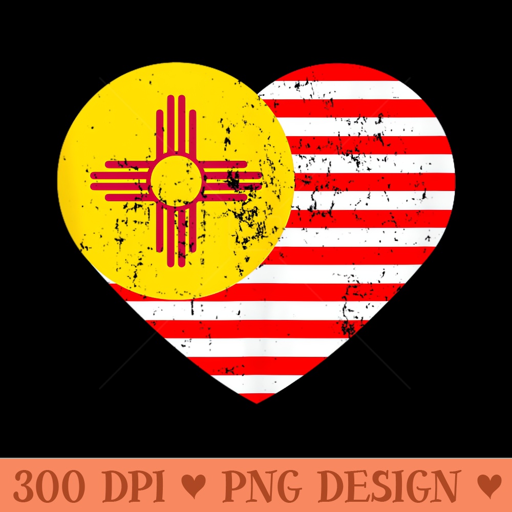 USA American Flag Vintage Love New Mexico Flag Zia Sun Heart | Inspire ...