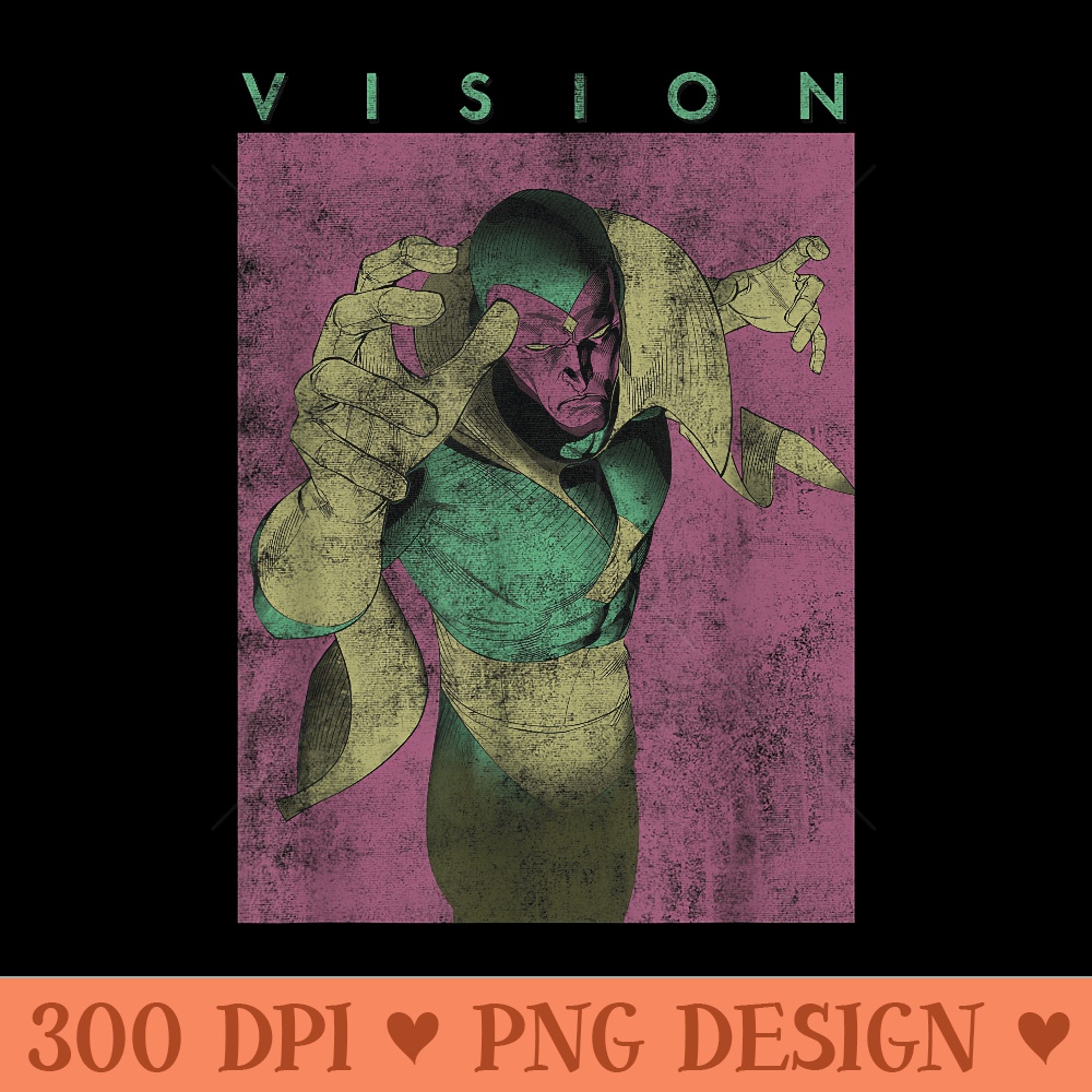 Marvel Comics Retro Classic Vision Flying Distressed Logo - | Inspire ...