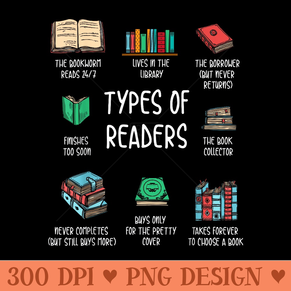 Types of Readers Funny Book Nerd Design for Bookworms - Vect | Inspire ...