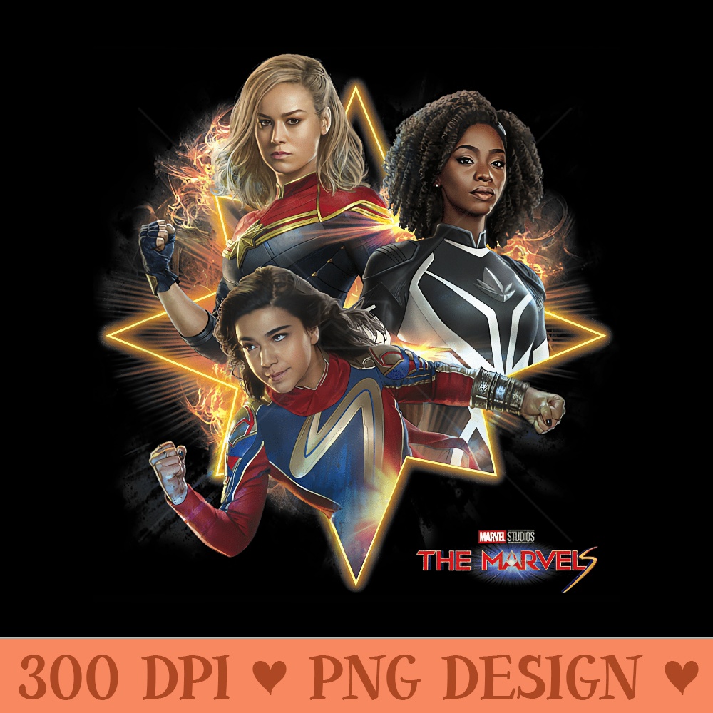Marvel The Marvels Super Hero Trio Energy Glitch Poster - Di | Inspire ...