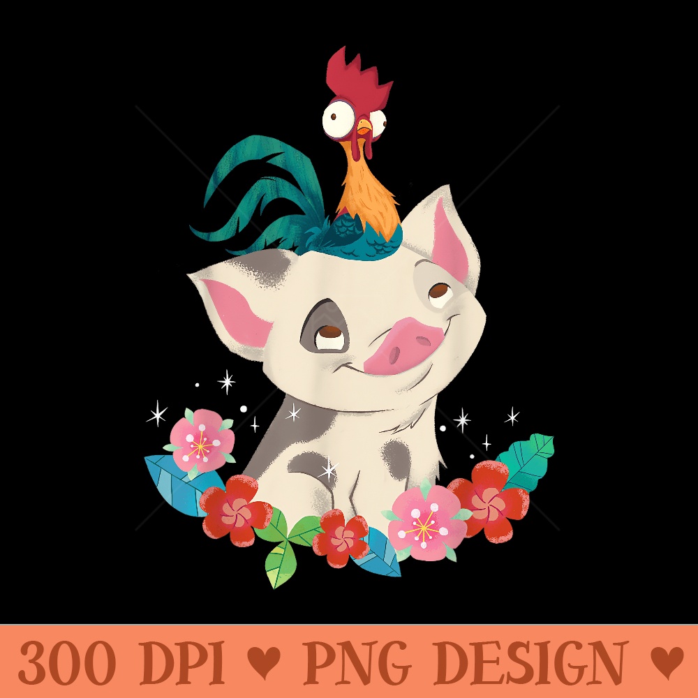 Disney Moana Hei Hei Rooster Pua Flowers Sketch Portrait - P | Inspire ...