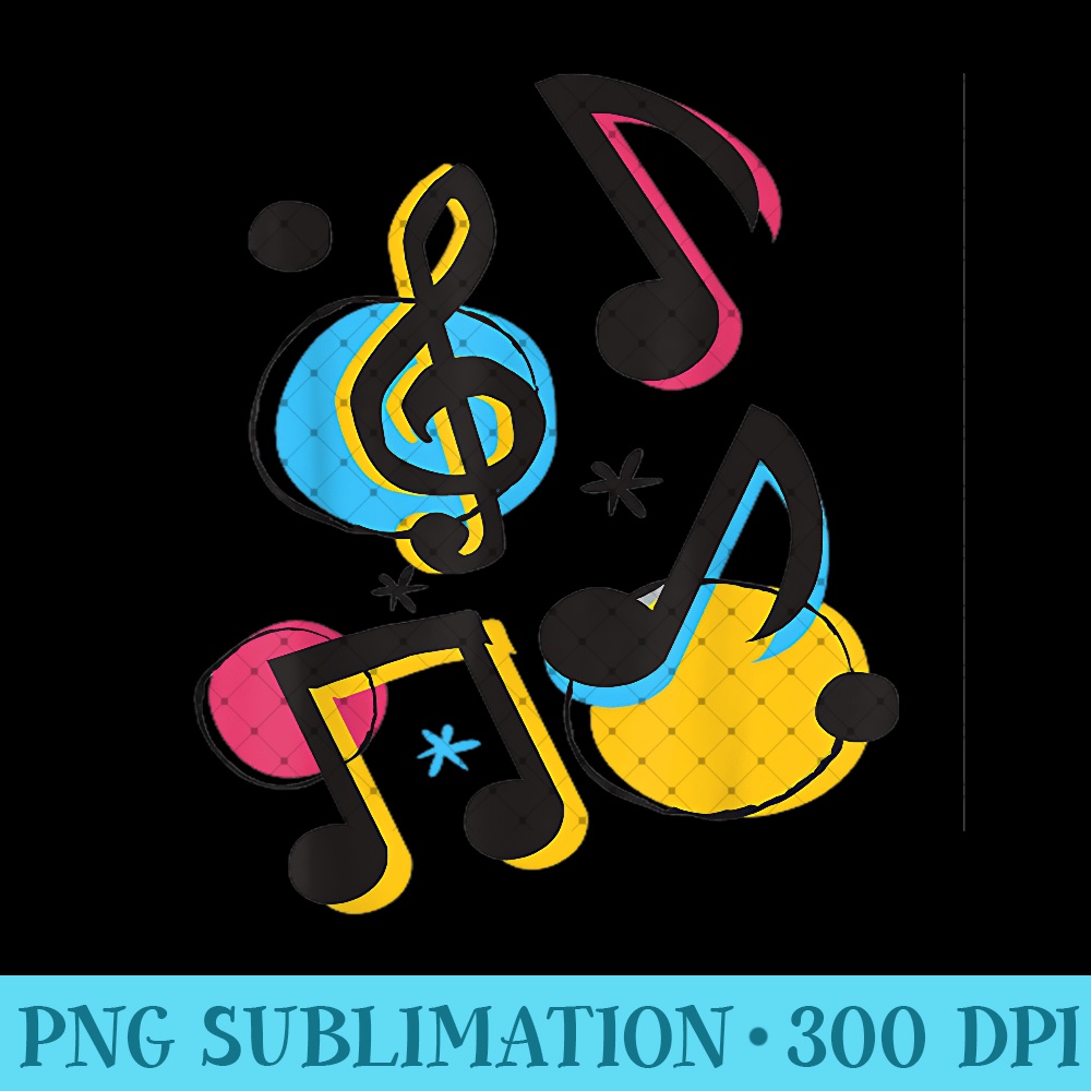 Retro Colored Music Notes Design For Musicians - PNG Design | Inspire ...